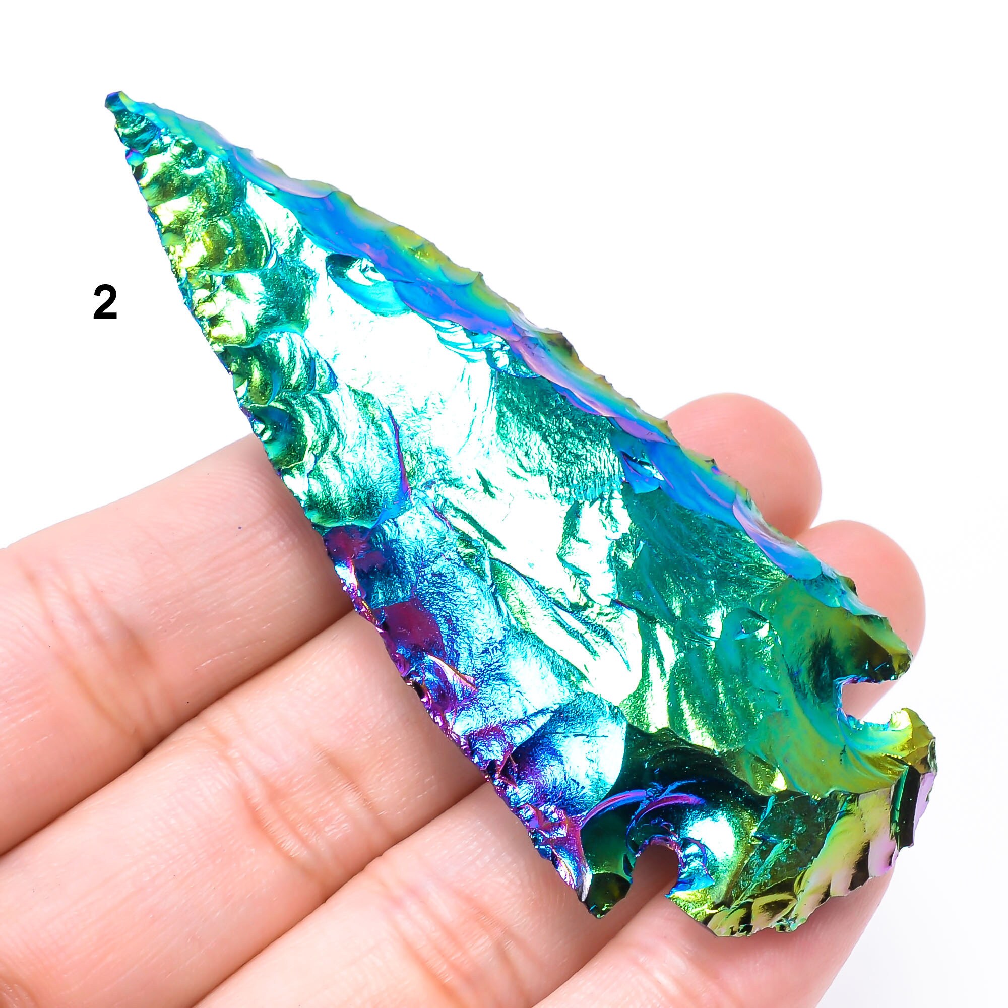 Very Beautiful Titanium Coated Opalite Arrowhead Shape Cabochon, Aura ...