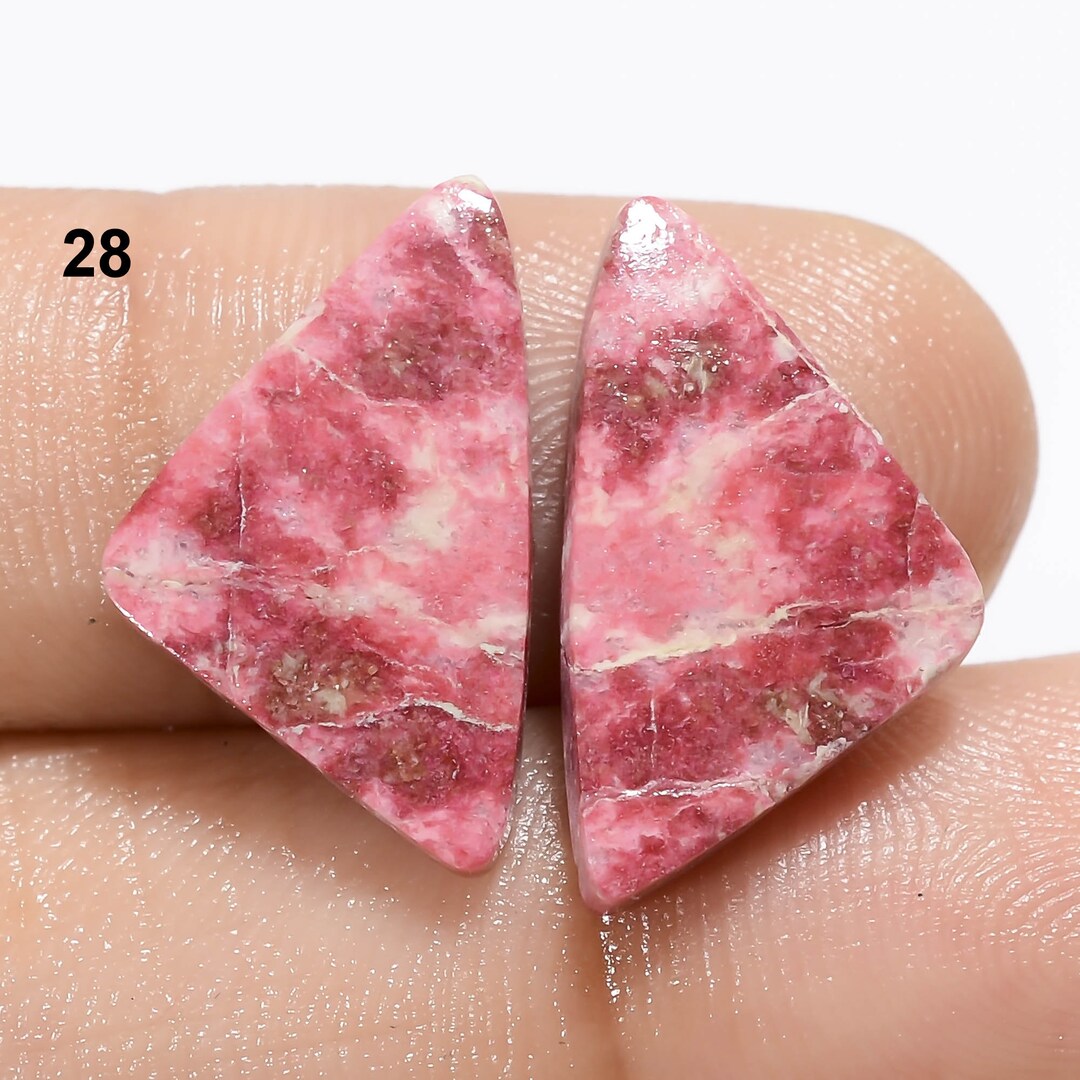 Natural Pink Thulite Pair Cabochon Loose Gemstone Pair Pink Thulite ...