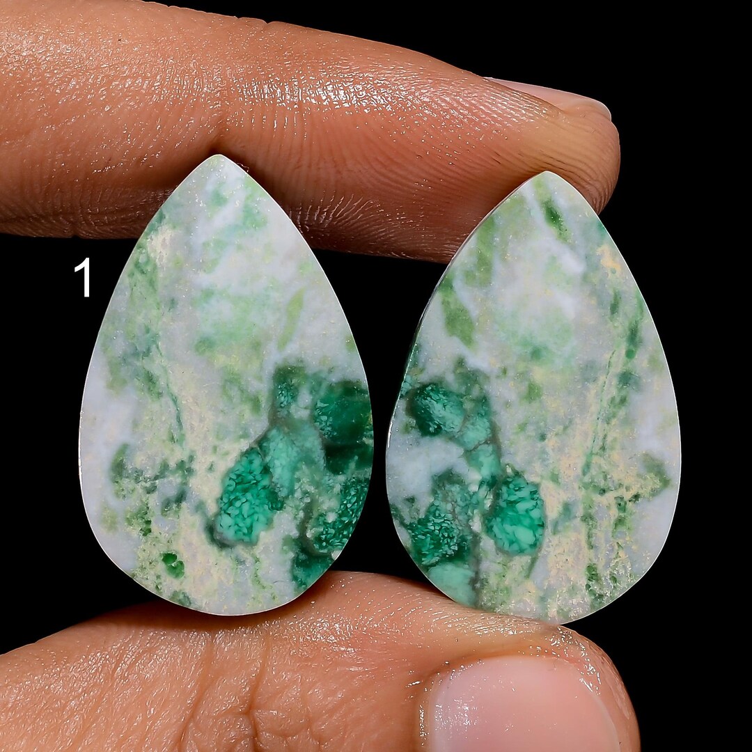 Variscite Cabochon Pair Variscite Crystal Variscite Pair Stone Flat ...