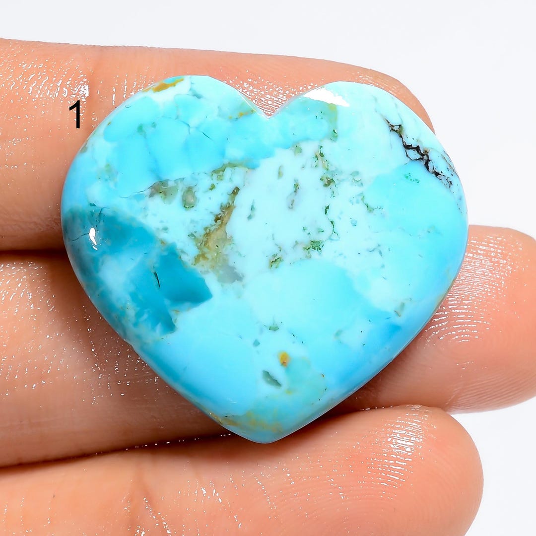 Blue Turquoise Cabochon Loose Gemstone Heart Shape Turquoise Gemstone ...