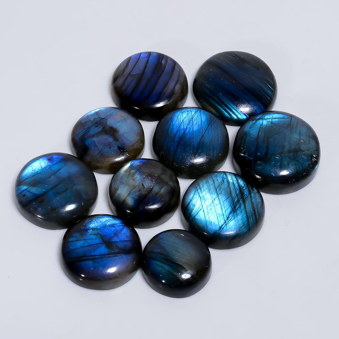 Round Labradorite Crystal 10 Pieces Circle Shape Blue Labradorite Stone ...