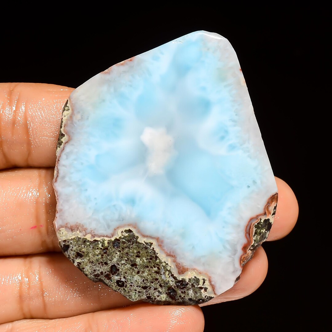 Natural Larimar Slab Raw Larimar Rough Slice Rare Larimar Spiritual ...