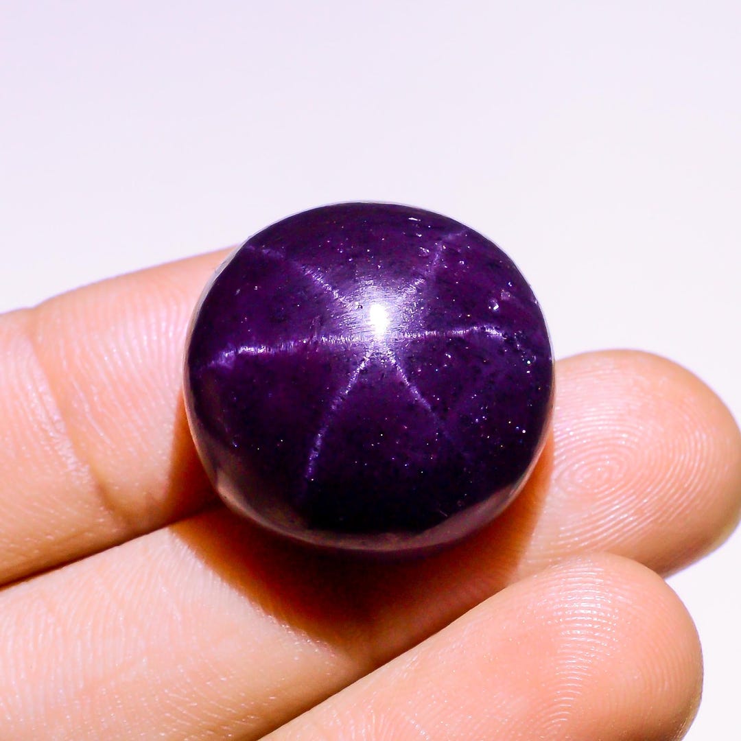 6 Rays Star Garnet Stone Star Garnet for Ring 19X19X11 Mm Size Round Shape Star Garnet Crystal ...