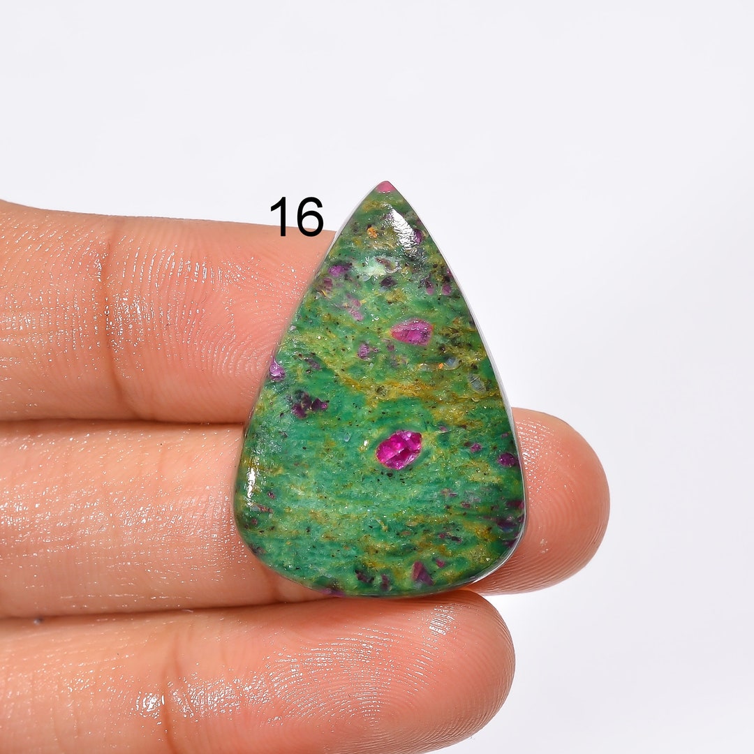 Natural Ruby Fuchsite Cabochon Loose Gemstone, Crystal Stone, Pink Dot ...