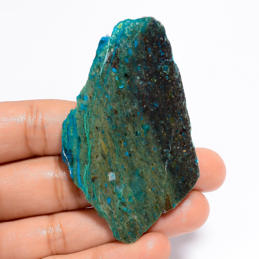 Natural Chrysocolla Polished Raw Slice Raw Palm Chrysocolla Slab Both ...