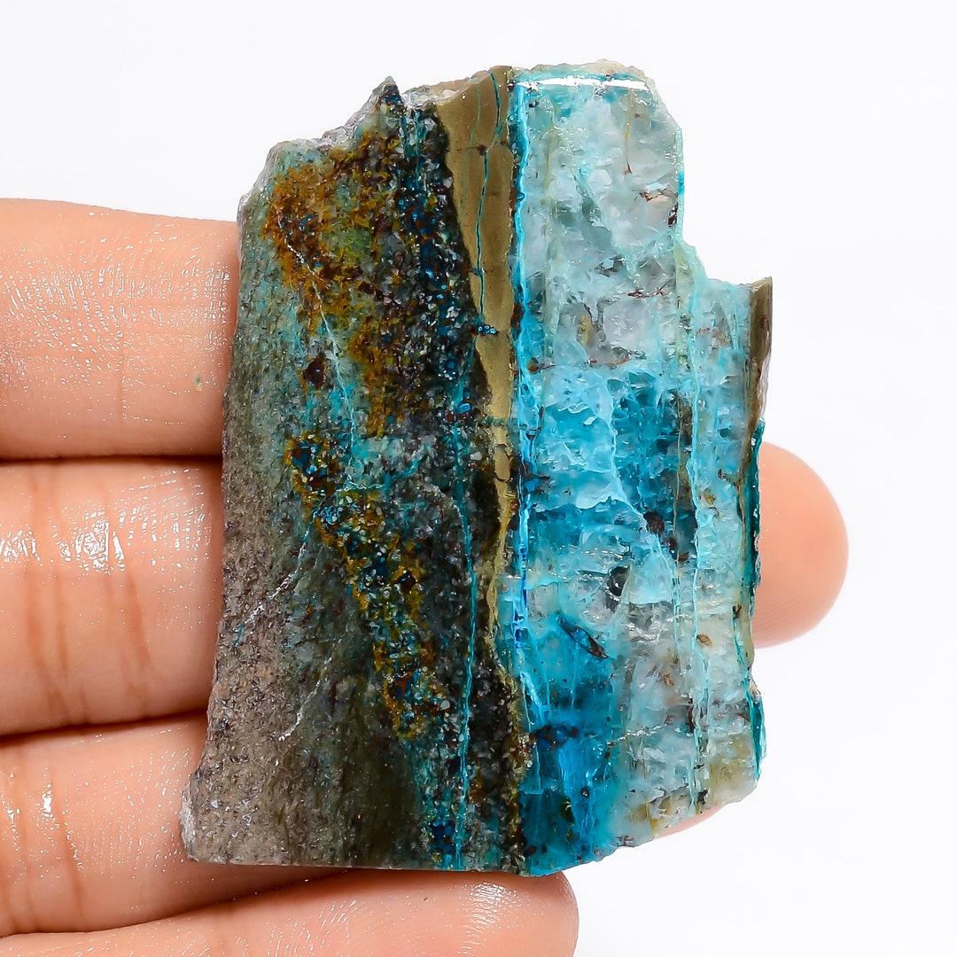 Natural Chrysocolla Polished Raw Slice Raw Palm Chrysocolla Slab Both ...