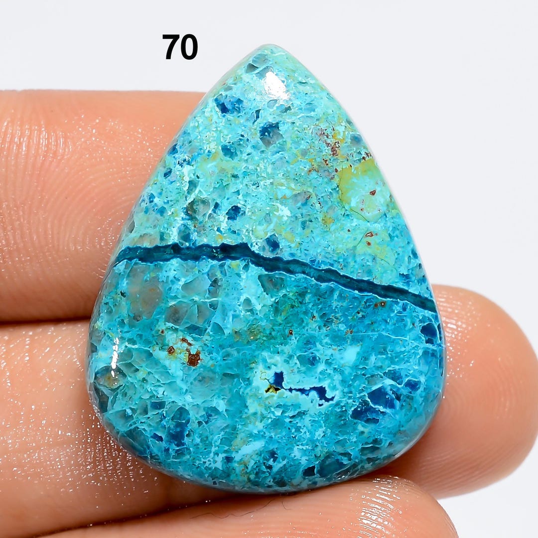 Natural Shattuckite Gemstone Flat Back Both Side Polished Shattuckite ...