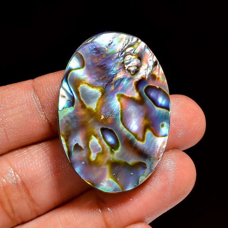 Natural Abalone Shell Cabochon Multi Fire Abalone Shell Stone 36X25X8 ...