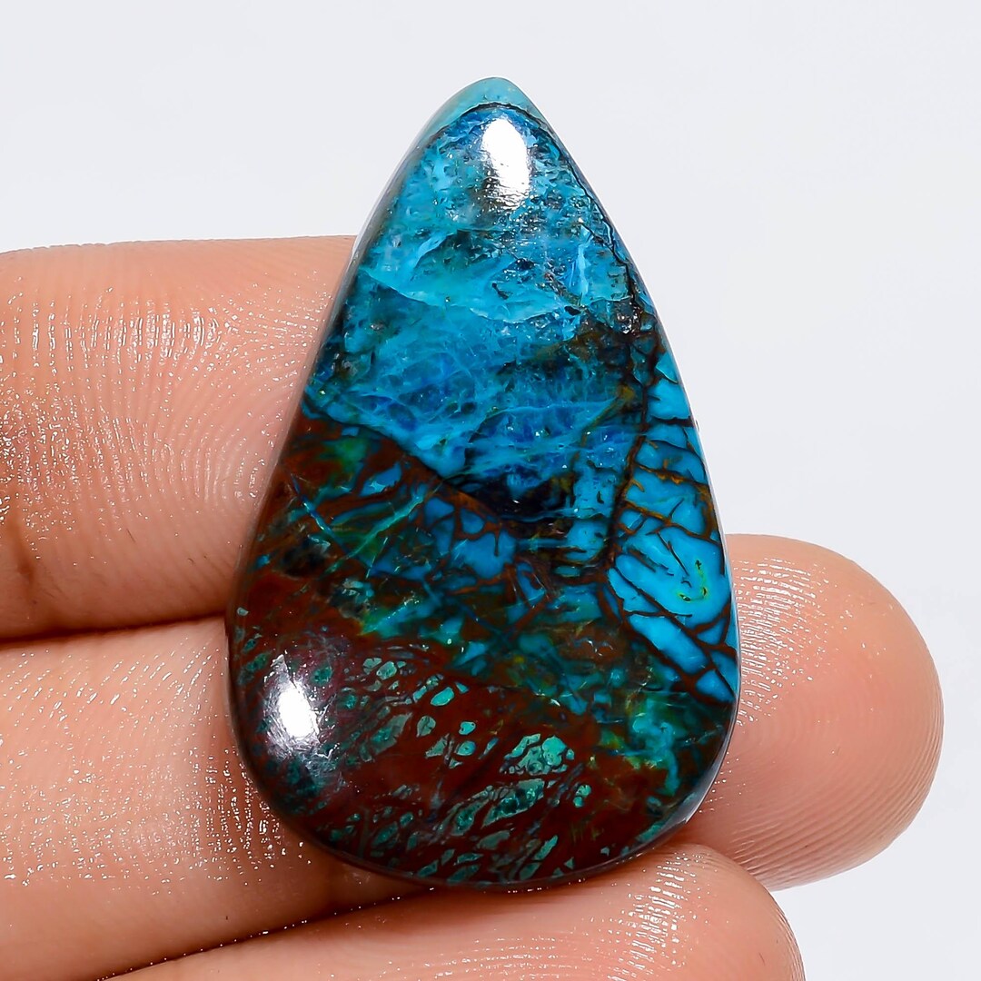 Natural Shattuckite Gemstone Flat Back Stone 30X19X5 Mm Size ...
