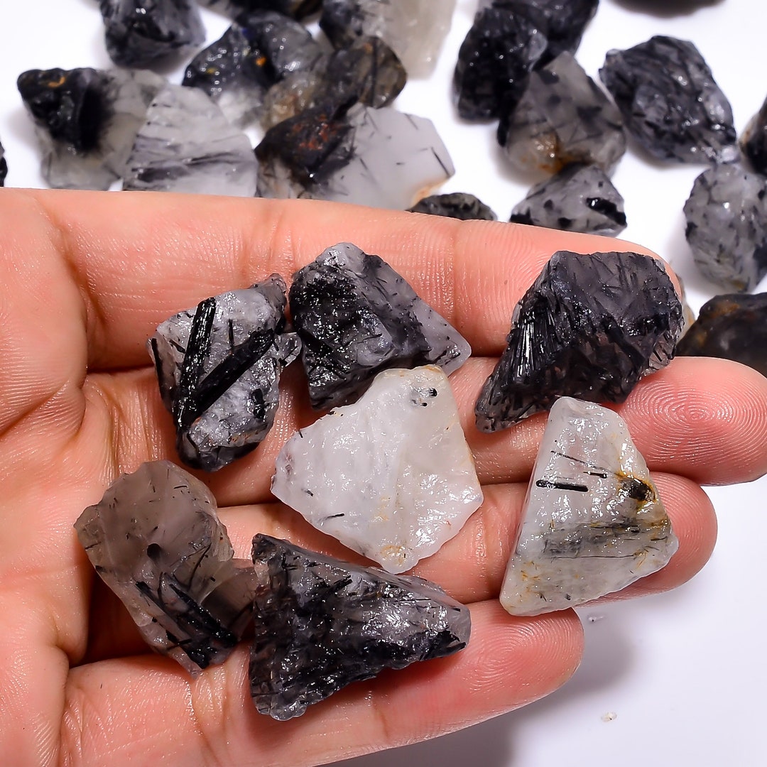 Raw Black Rutile Quartz Natural Shape Rough Loose Raw Black Rutile ...