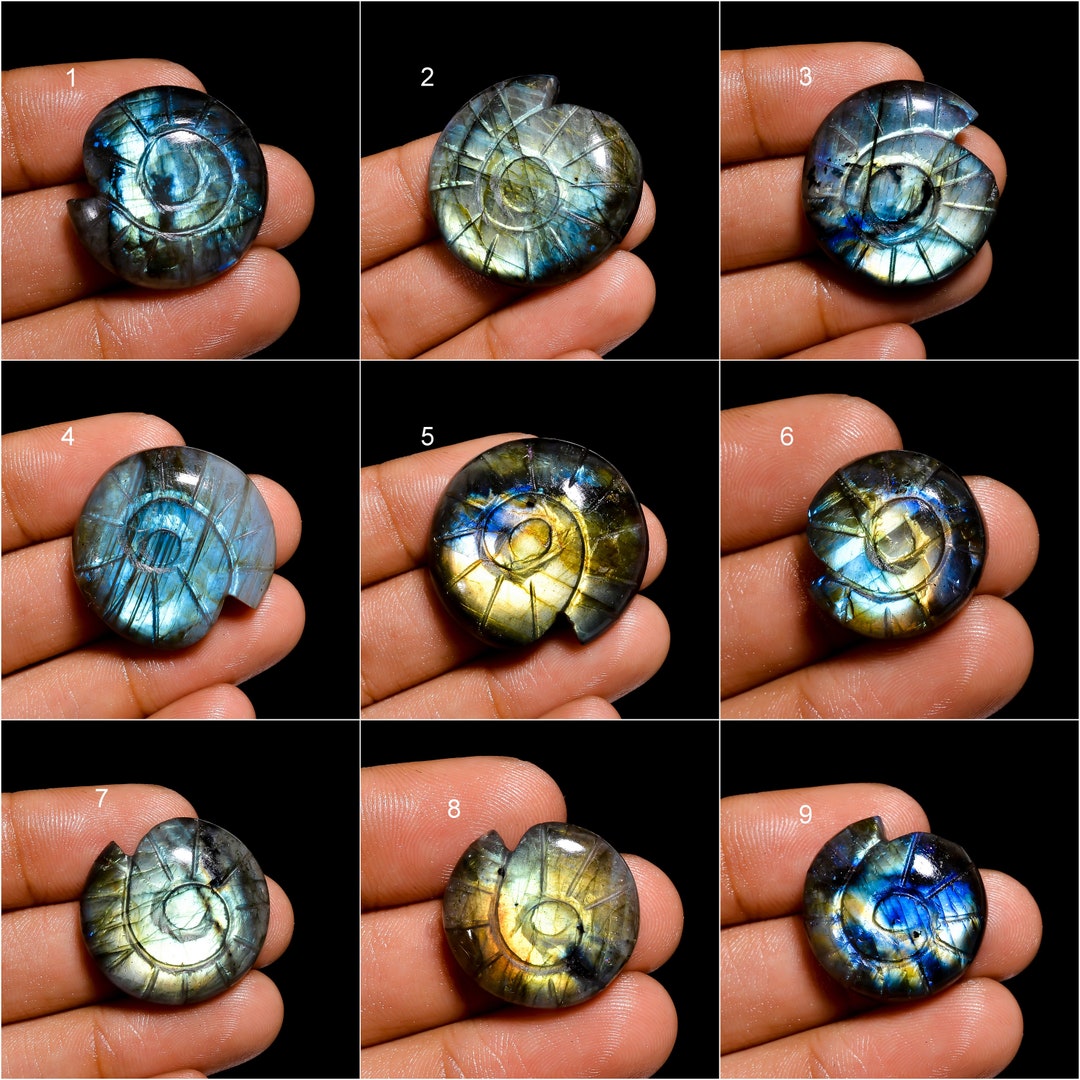 Natural Labradorite Shell Cabochon Loose Carved Shape Loose Gemstone ...