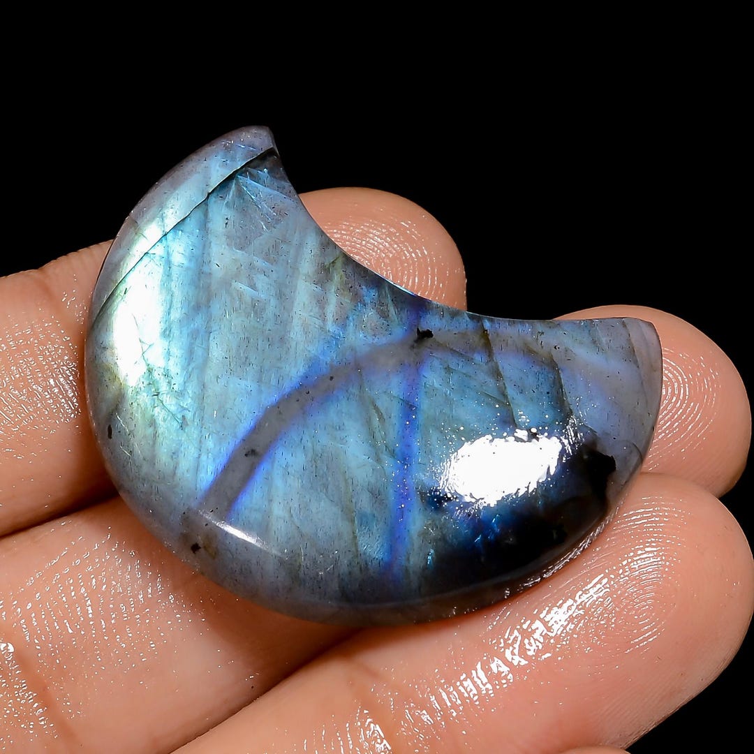Natural Labradorite Moon Crescent Shape Labradorite Stone 32X25X5 Mm ...