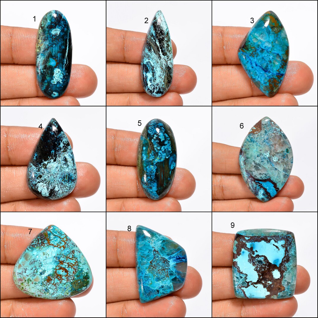 Top Grade Quality Natural Shattuckite Gemstone Flat Back Both Side Polished Shattuckite Cabochon ...