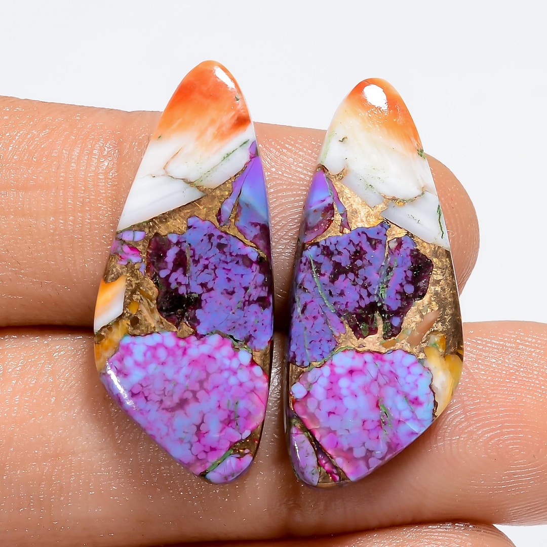 Natural Oyster Turquoise Stone Pair Both Side High Polished Pair Couple ...