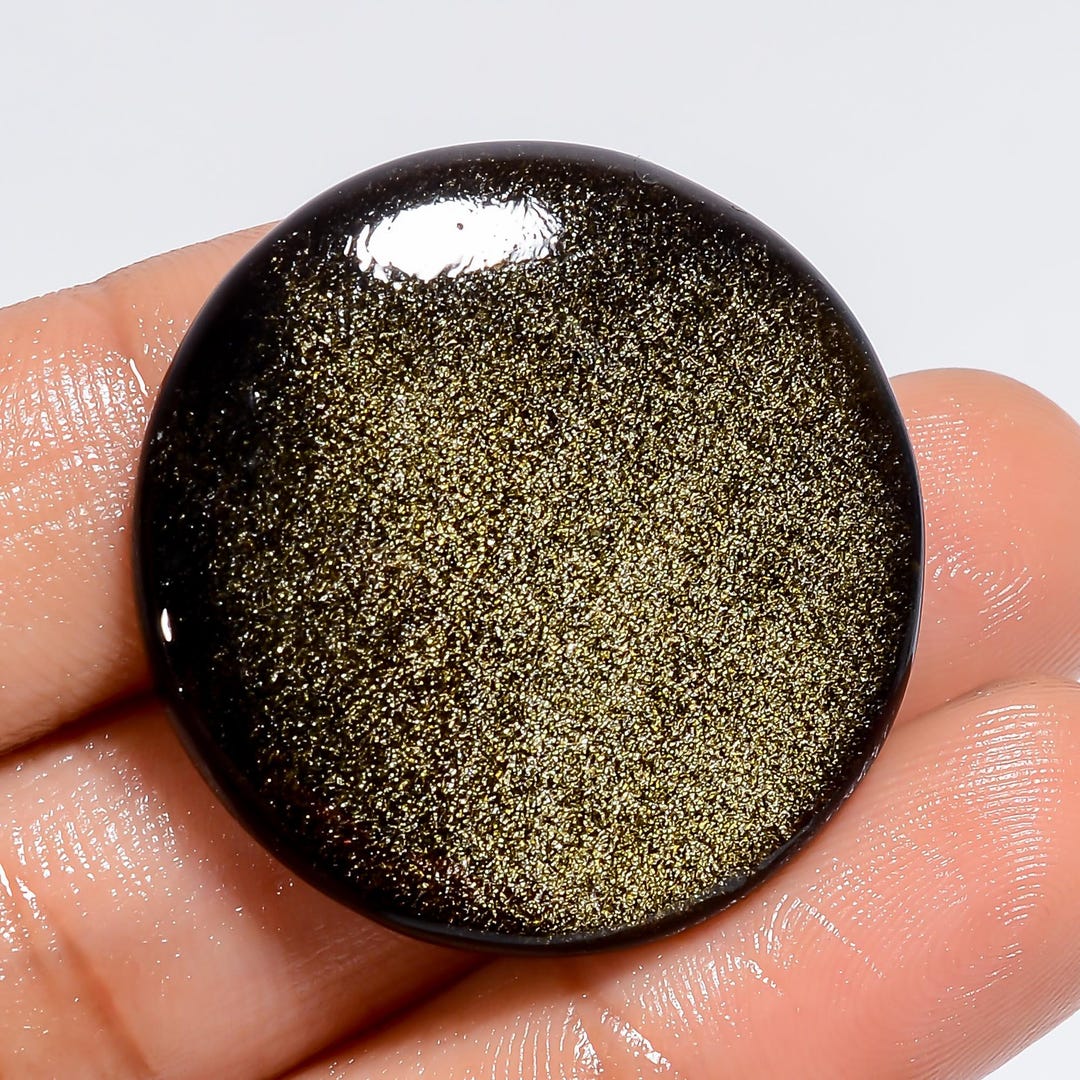 Golden Sheen Obsidian Gemstone Circle Shape Golden Fire Crystal 29X29X4 ...
