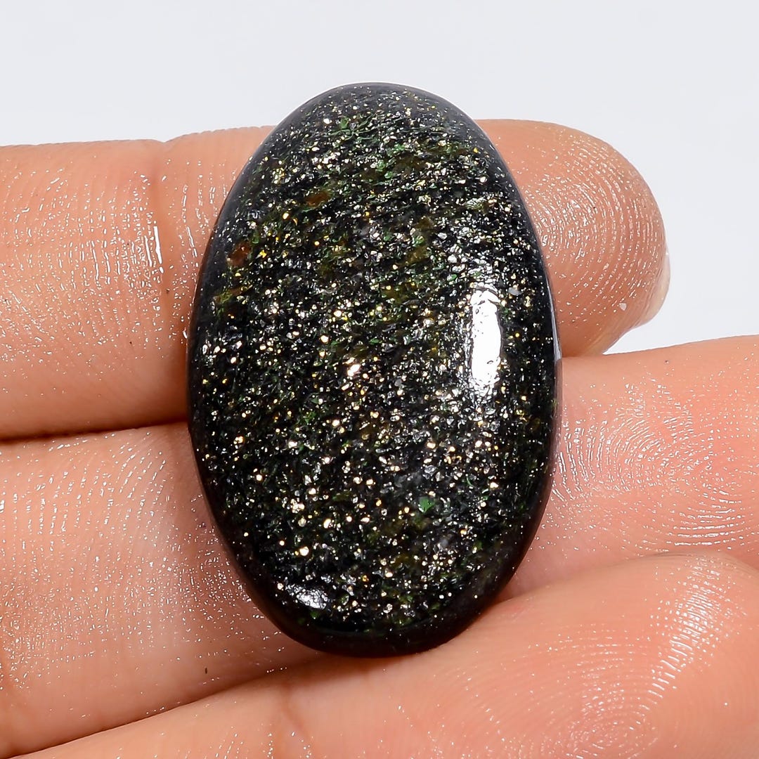 Natural Black Sunstone Shiny Black Sunstone Flat Back Polished Black Stone 28X17X5 Mm Size Black ...