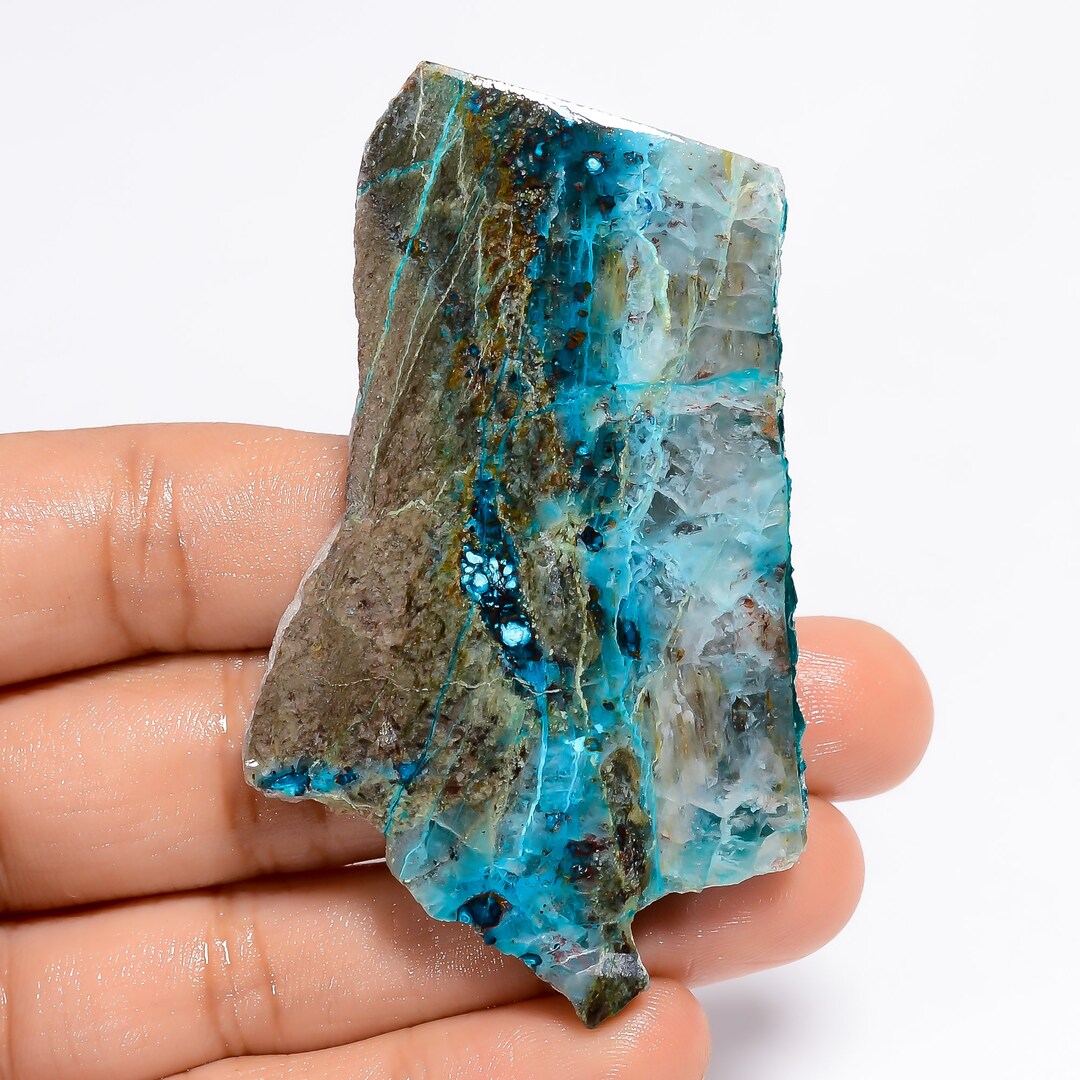 Natural Chrysocolla Polished Raw Slice Raw Palm Chrysocolla Slab Both ...