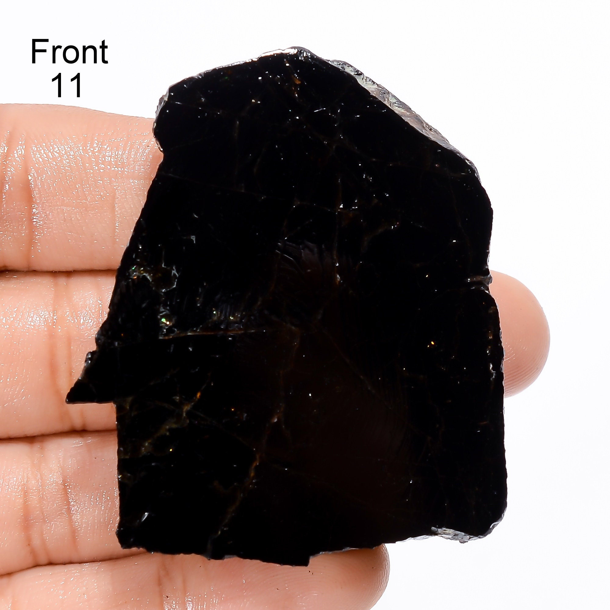 【中古】(未使用･未開封品)EMISSARY - Onyx(黒) Natural Black Onyx Cabochon Slice Black Onyx Rough Slice Black