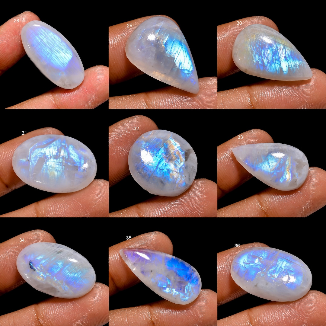 Natural Rainbow Moonstone Gemstone Blue Fire Moonstone Jewelry Making ...