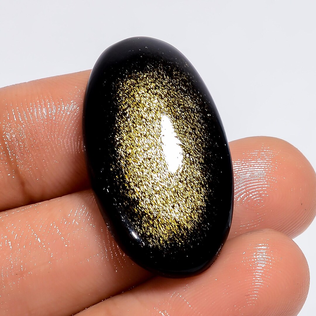 Golden Sheen Obsidian Gemstone Oval Shape Golden Fire Crystal 30X16X5 ...