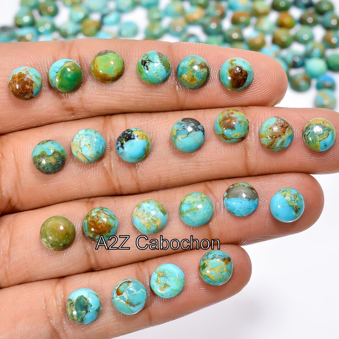 6 Mm Natural Turquoise Crystal Flat Back Tinny Round Turquoise Stone ...