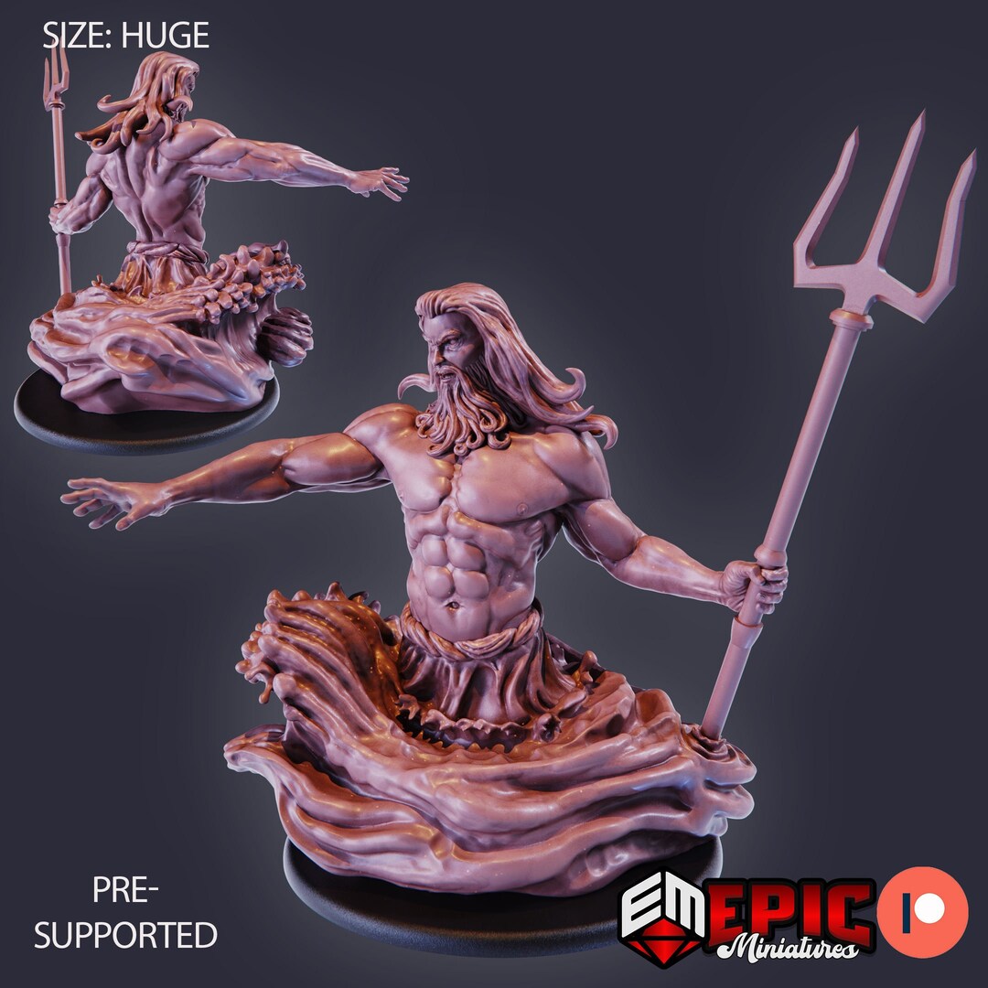 Sea God Poseidon - Underwater Mayhem | Unpainted Resin Miniature for ...