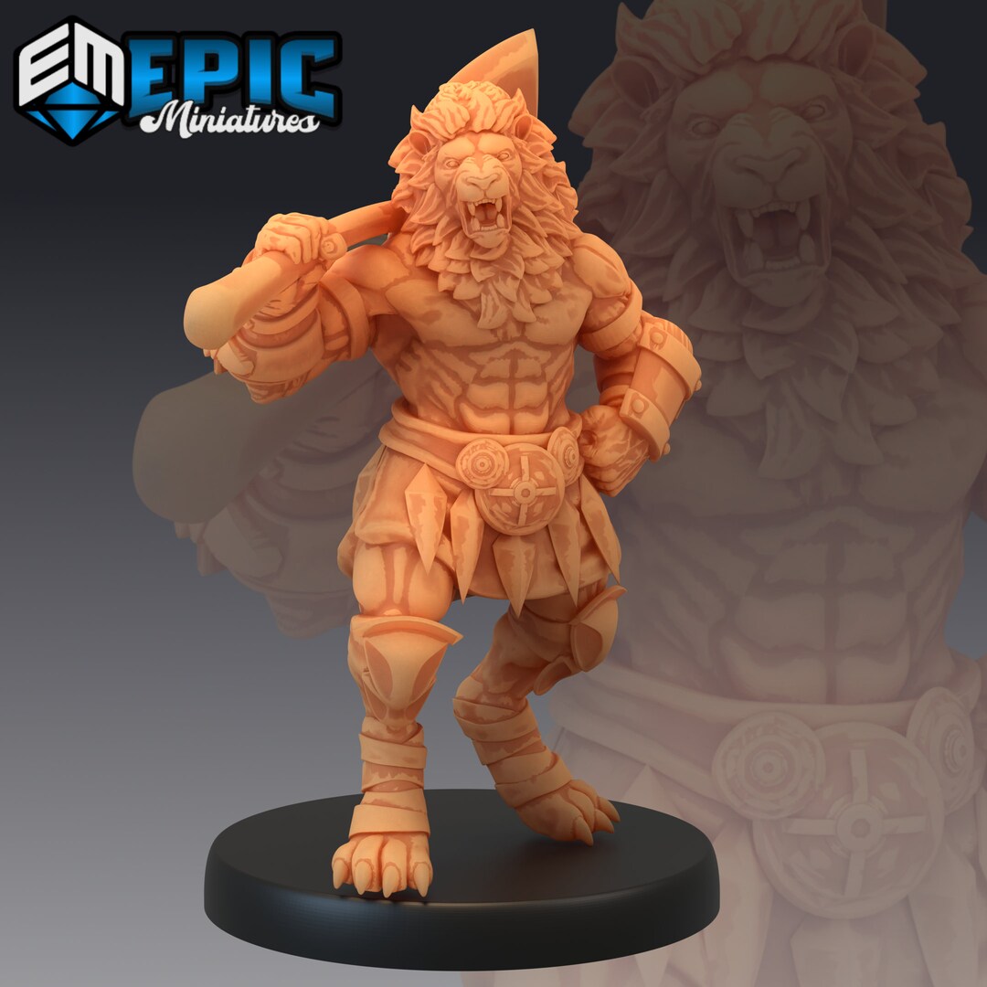 Tabaxi Lion Warrior by Epic Miniatures - Last Rebellion - Etsy