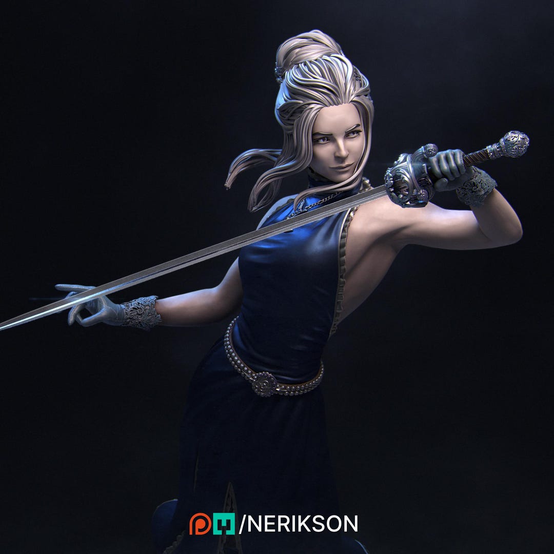 Luna, the Moonlight Fencer by Nerikson | Unpainted Resin Miniature for ...