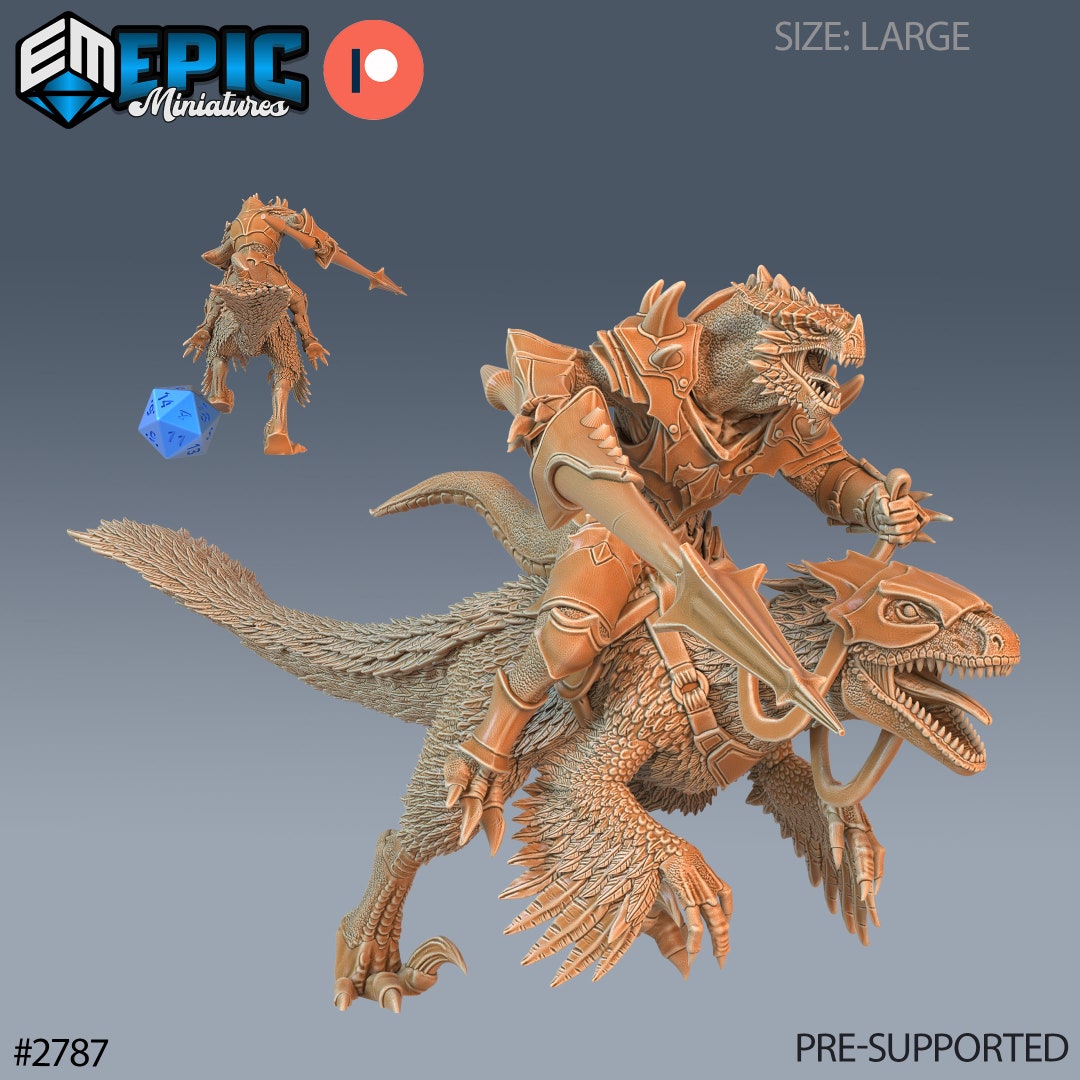 Dragonborn Raptor Rider - Reptiles of War | Unpainted Resin Miniature ...