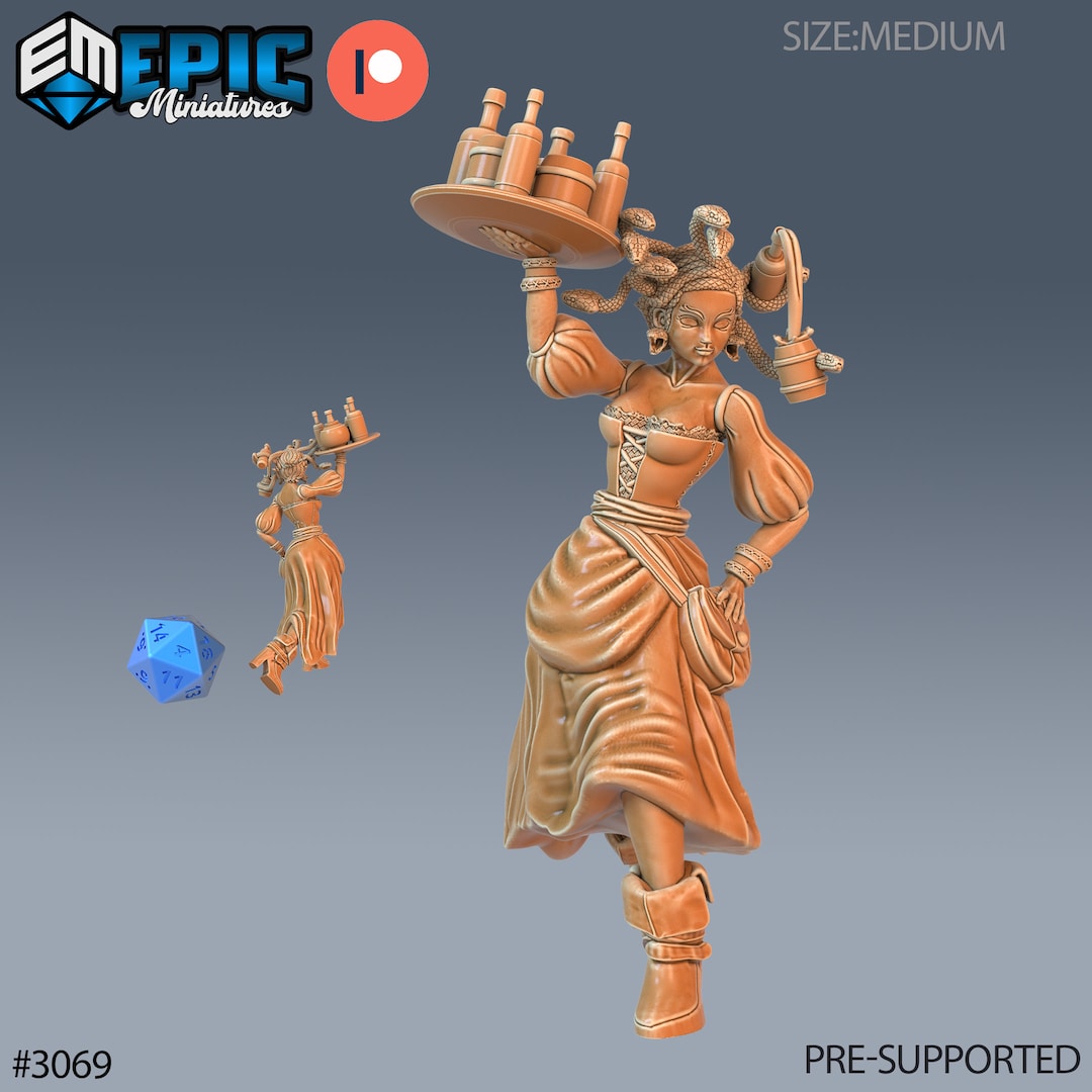 Gorgon Waitress | Sunrise Tavern | Unpainted Resin Miniature for Dnd ...
