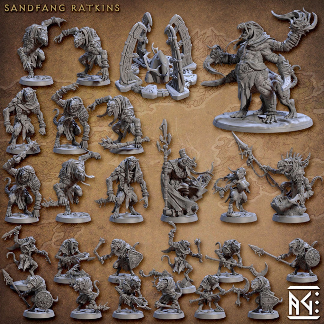 Sandfang Ratkins | Unpainted Resin Miniature for Dnd RPG Tabletop - Etsy