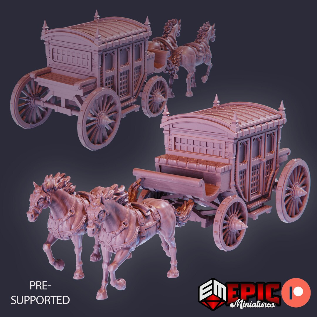 Horse Drawn Carriage - Blood Moon | Unpainted Resin Miniature for Dnd ...