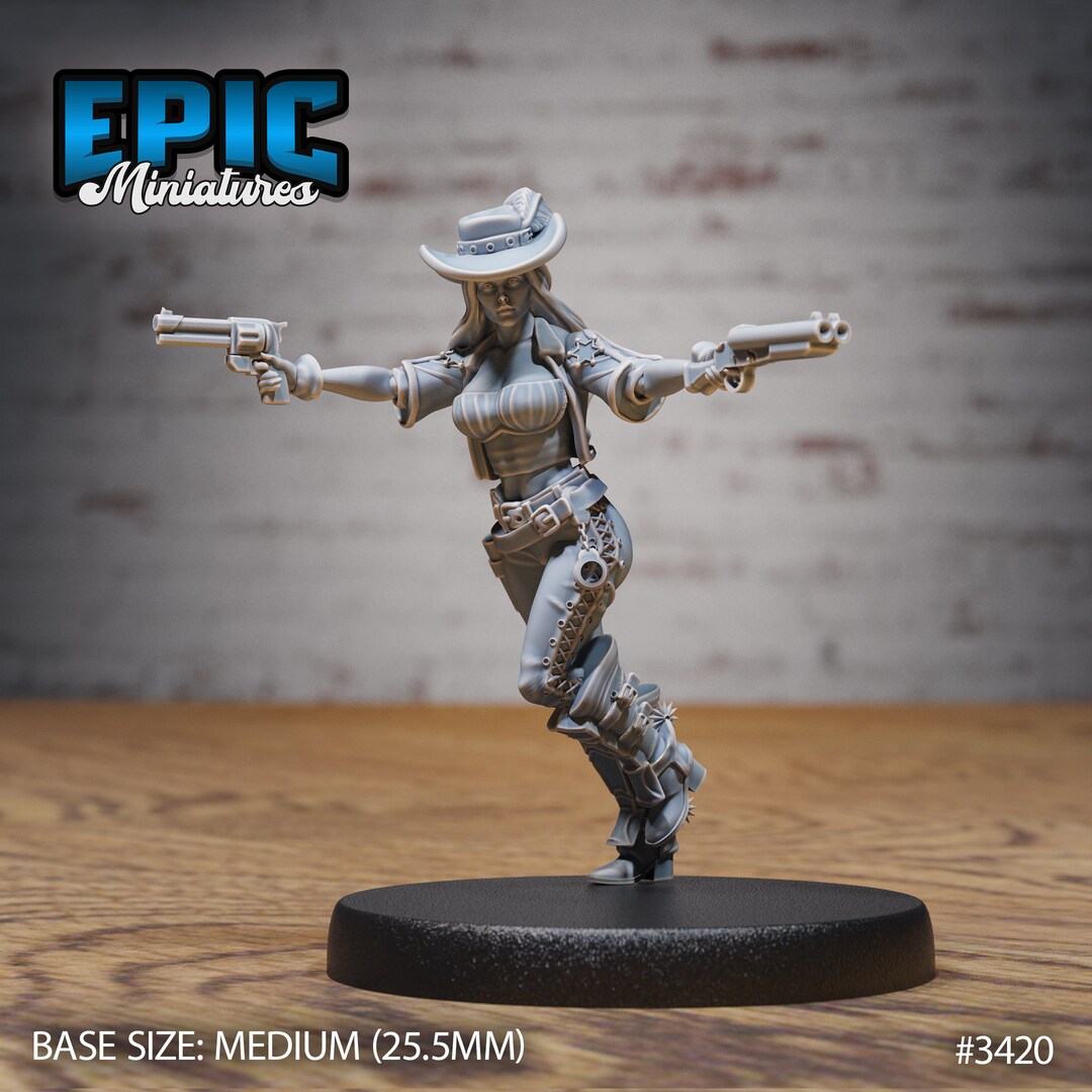 Female Gunslinger | Fantasy Wild West | Unpainted Resin Miniature for ...