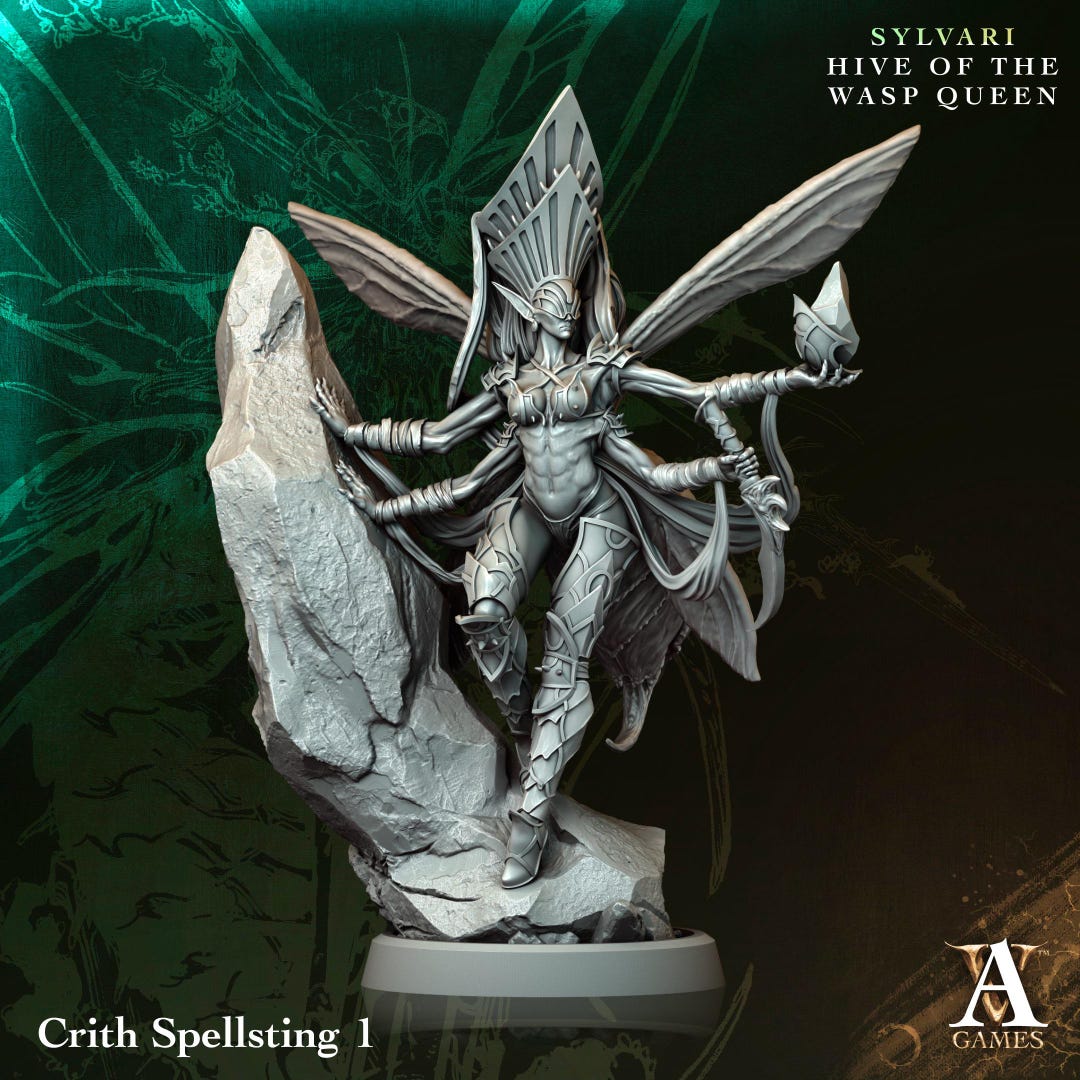 Crith Spellsting | Sylvari Hive of the Wasp Queen | Unpainted Resin ...