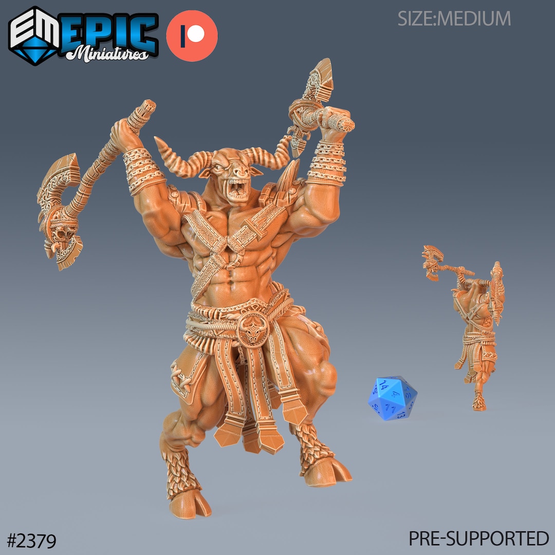 Minotaur Adventurer by Epic Miniatures Forest Wonders - Etsy