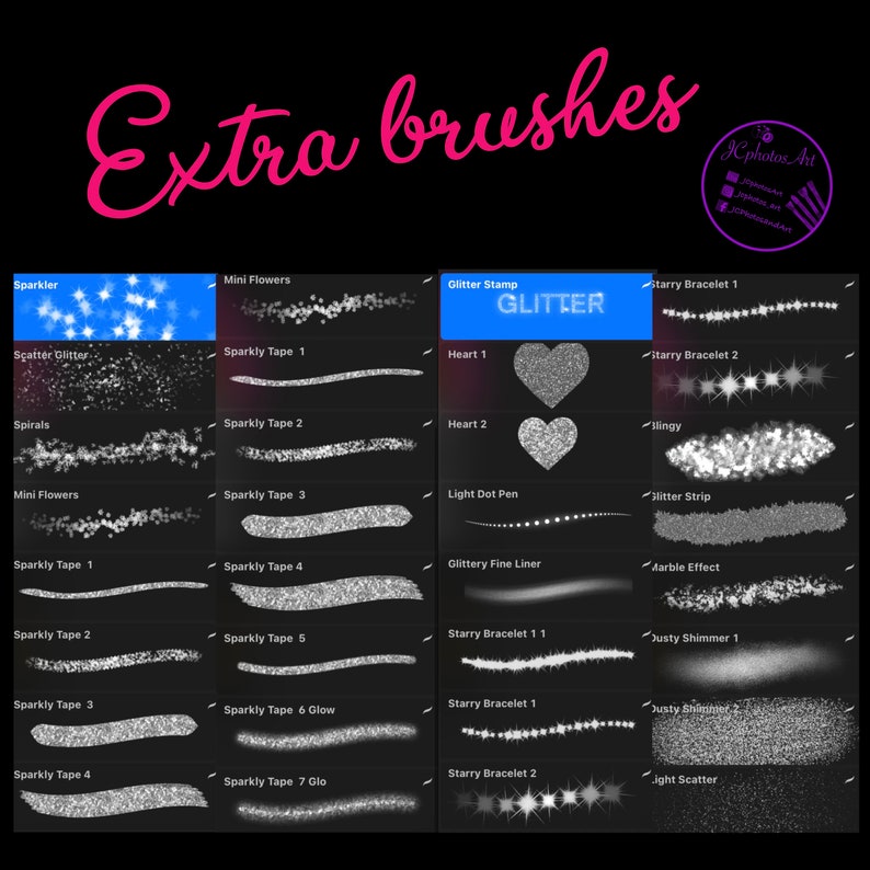 Glitter & Shine Procreate Brushes Bundle Extra Brushes Silver | Etsy UK