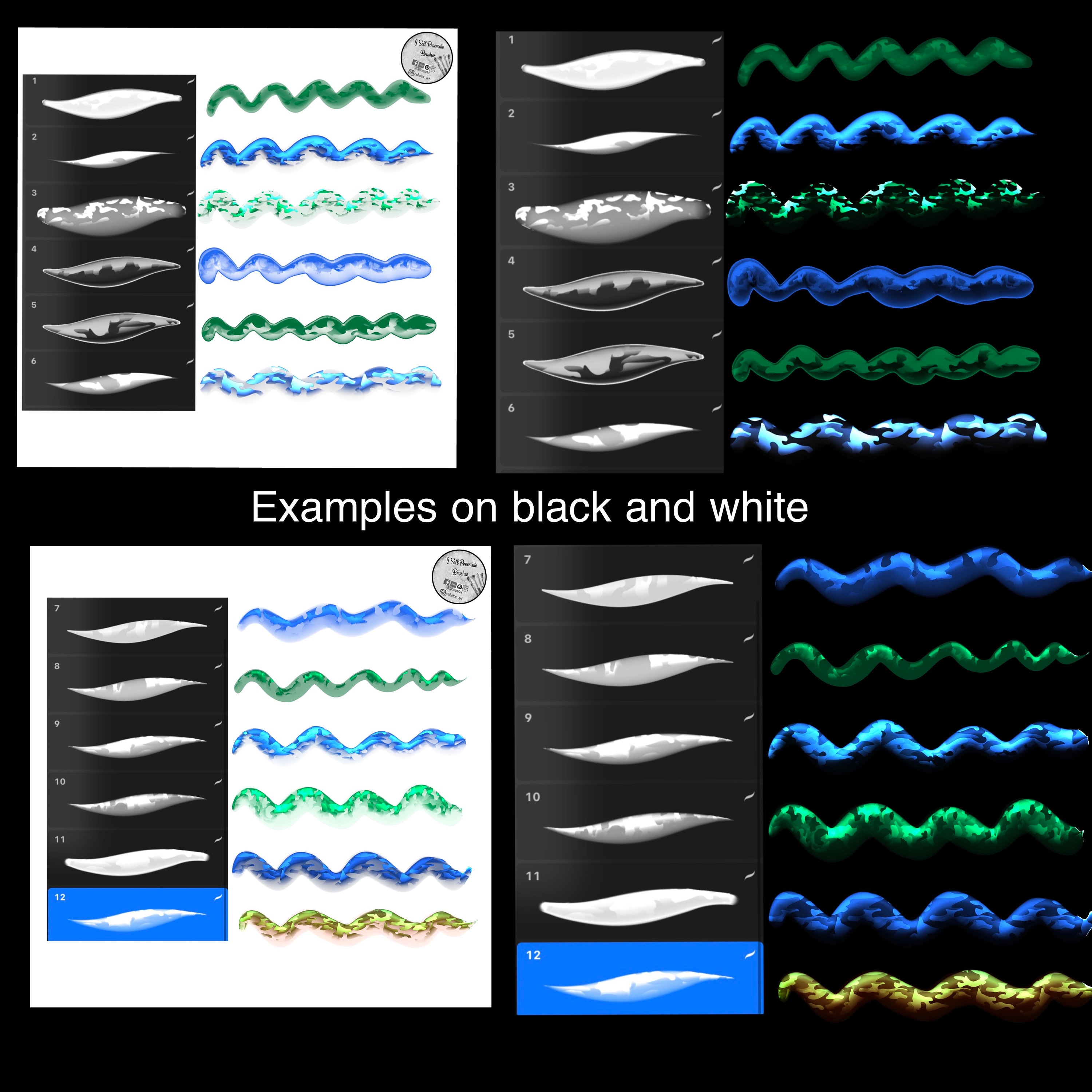 64 Metallic Brushes Combat Army Procreate Pattern Brushes - Etsy