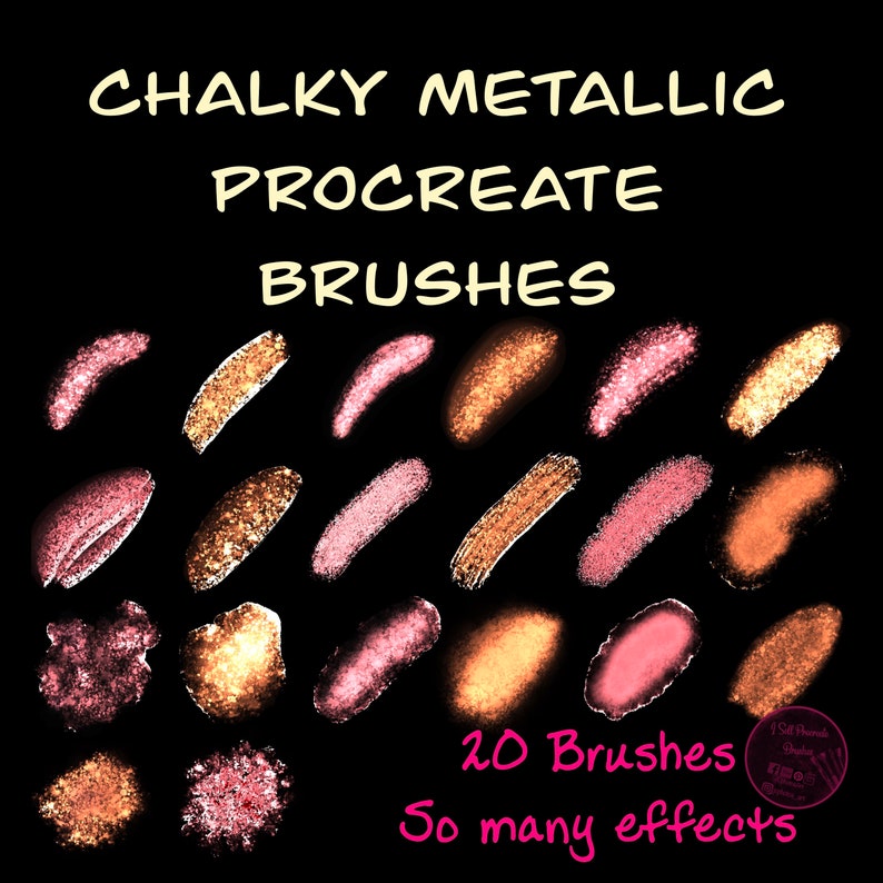 Chalky Glitter Metallic Procreate Brushes New Style Glow Crunchy ...