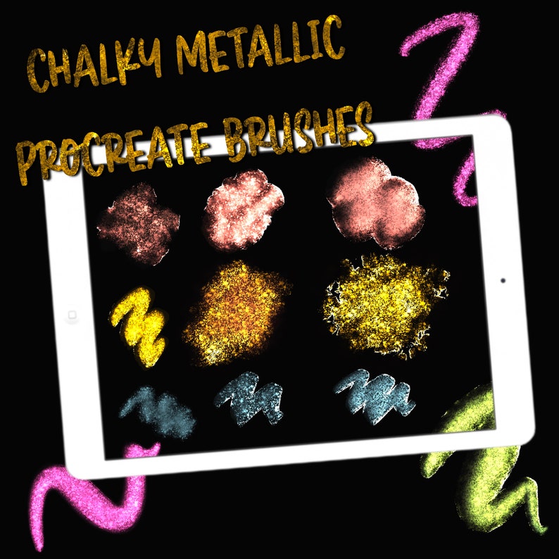 Chalky Glitter Metallic Procreate Brushes New Style Glow Crunchy ...
