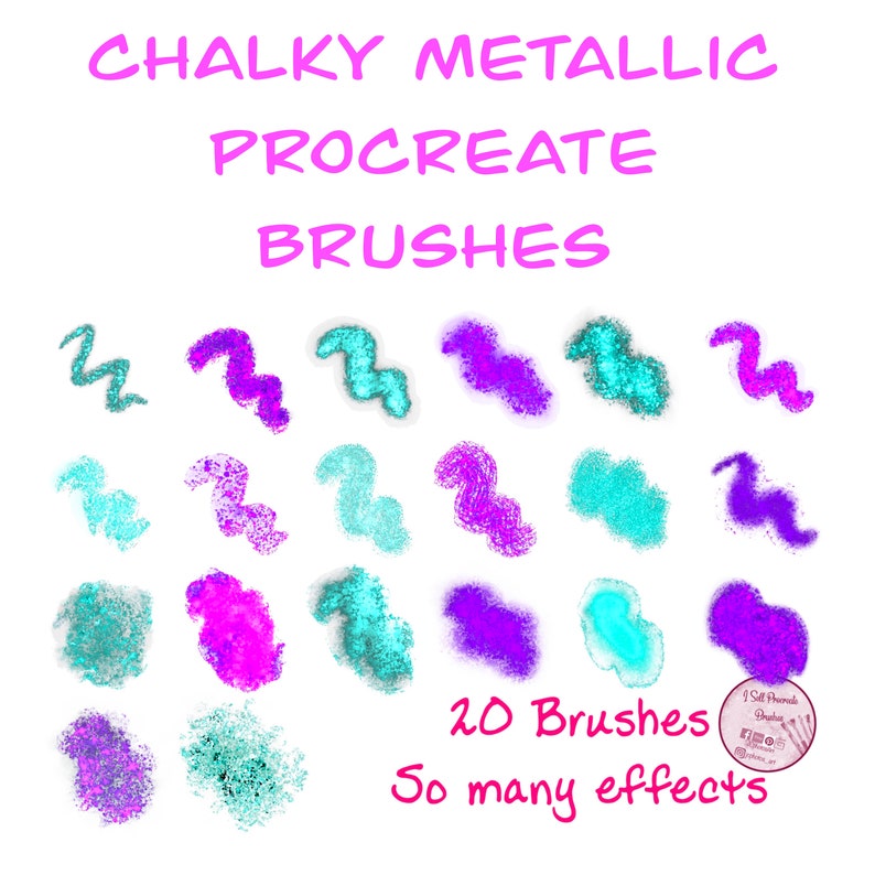 Chalky Glitter Metallic Procreate Brushes New Style Glow Crunchy ...
