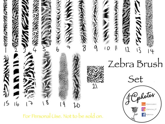 Zebra Print Brush Set 21 Brushes for Procreate Brush Bundle | Etsy