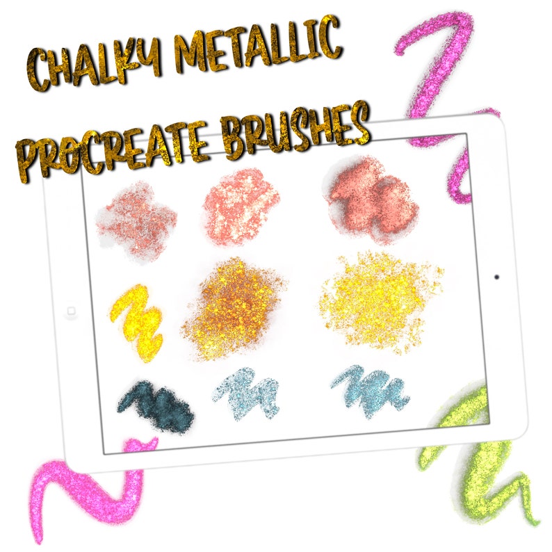 Chalky Glitter Metallic Procreate Brushes New Style Glow Crunchy ...