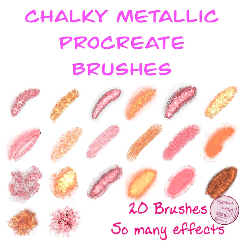 Chalky Glitter Metallic Procreate Brushes New Style Glow Crunchy ...