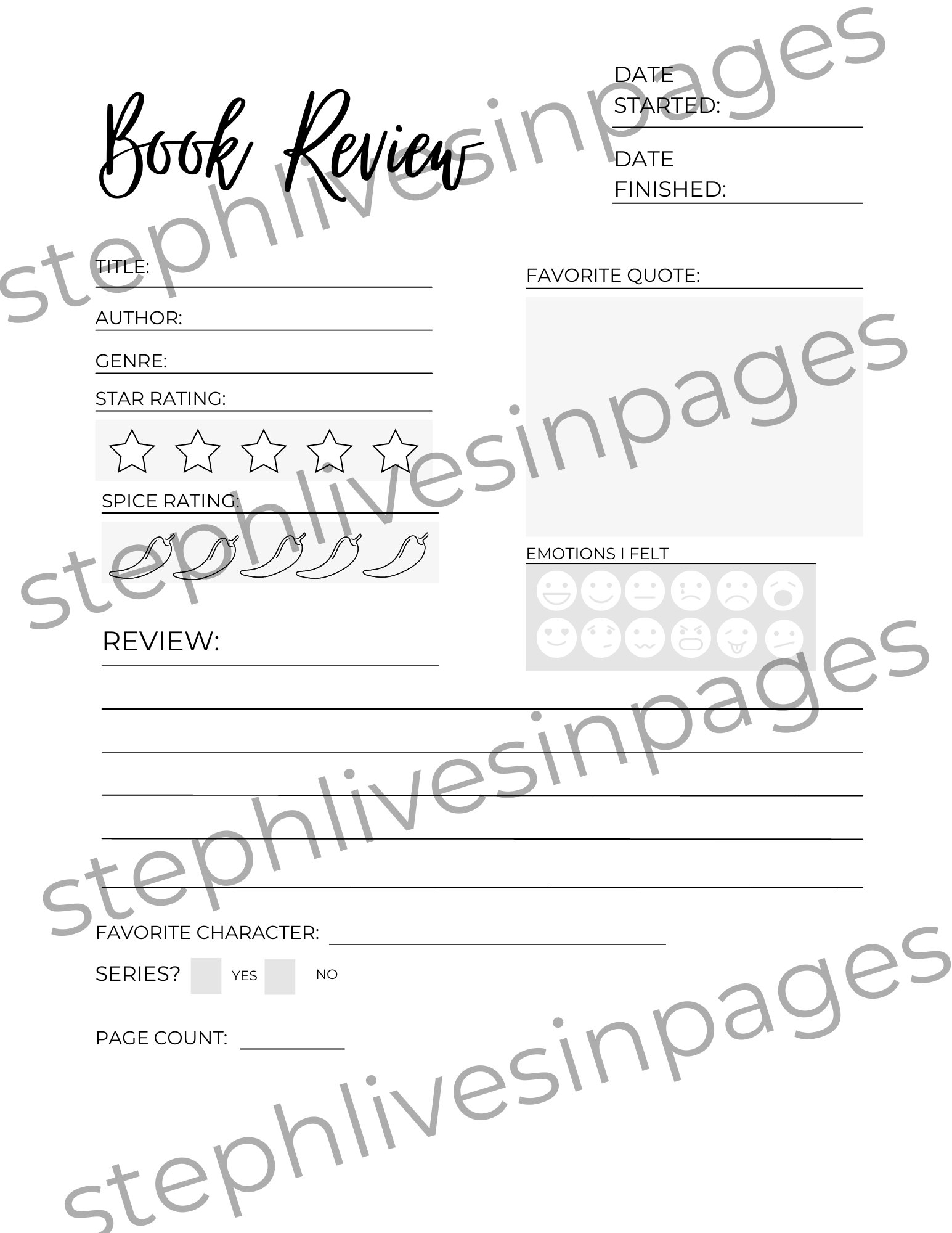 Book Review Digital Journal Template - Etsy