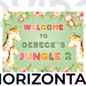 Safari Jungle Birthday Party Poster With Animals in Pink and Green ...