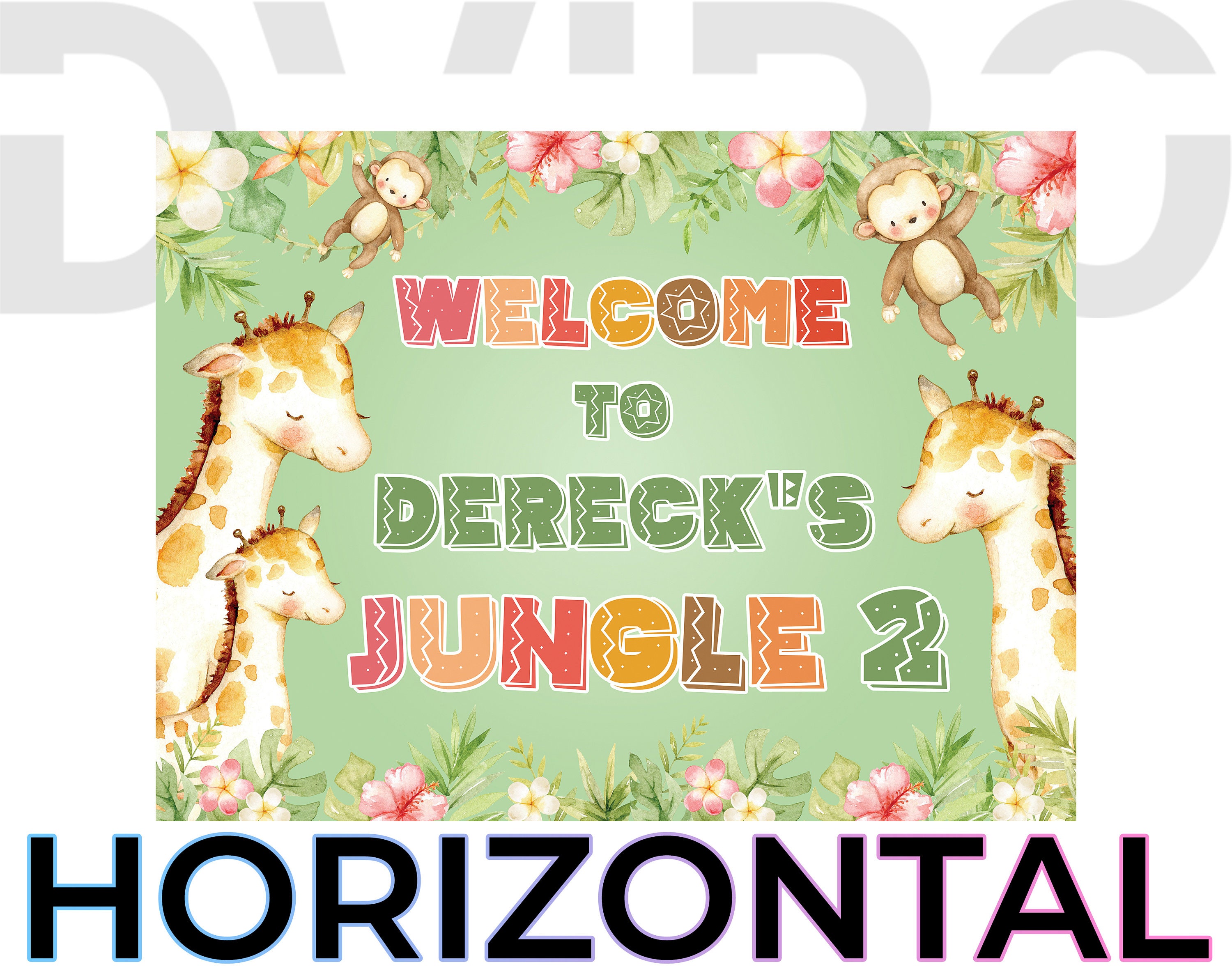 Safari Jungle Birthday Party Poster With Animals in Pink and - Etsy