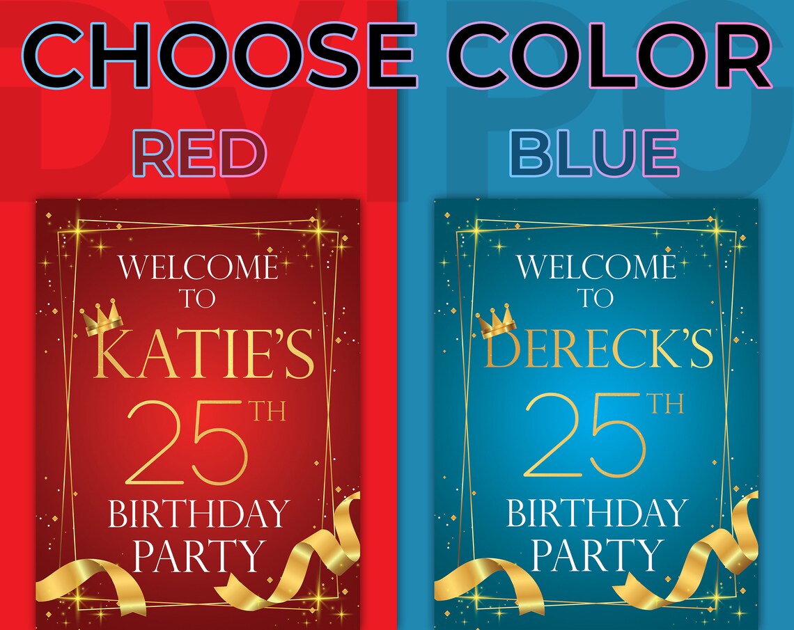 Luxury Inspired Birthday Party Poster in Royal Red and Blue - Etsy