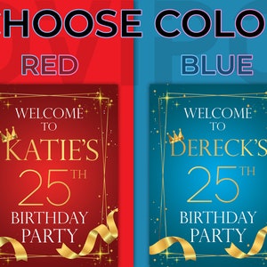 Luxury Inspired Birthday Party Poster in Royal Red and Blue, Queen Sign ...