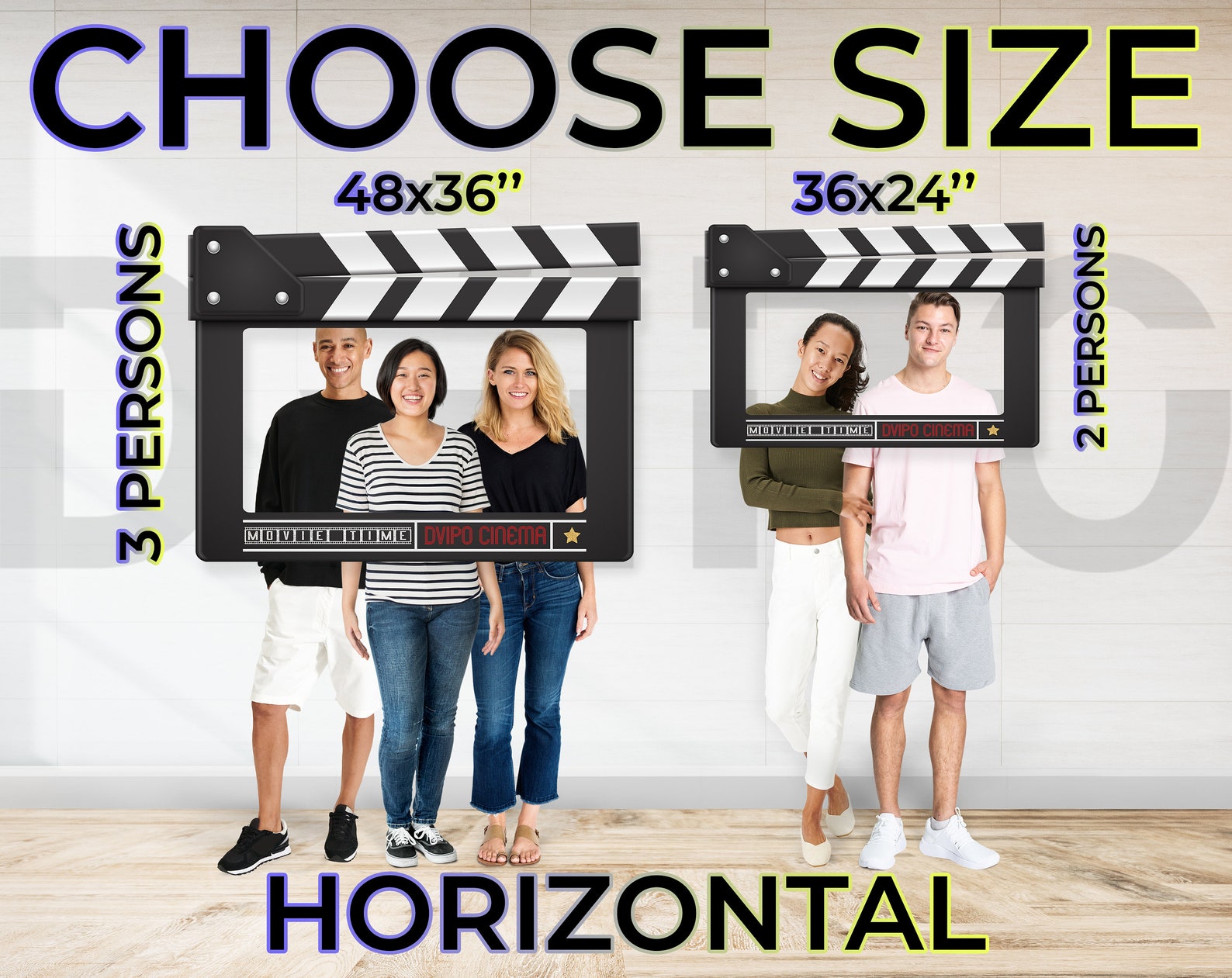 Cinema Movie Night Party Photo Booth Frame Clapperboard, Film Festival ...