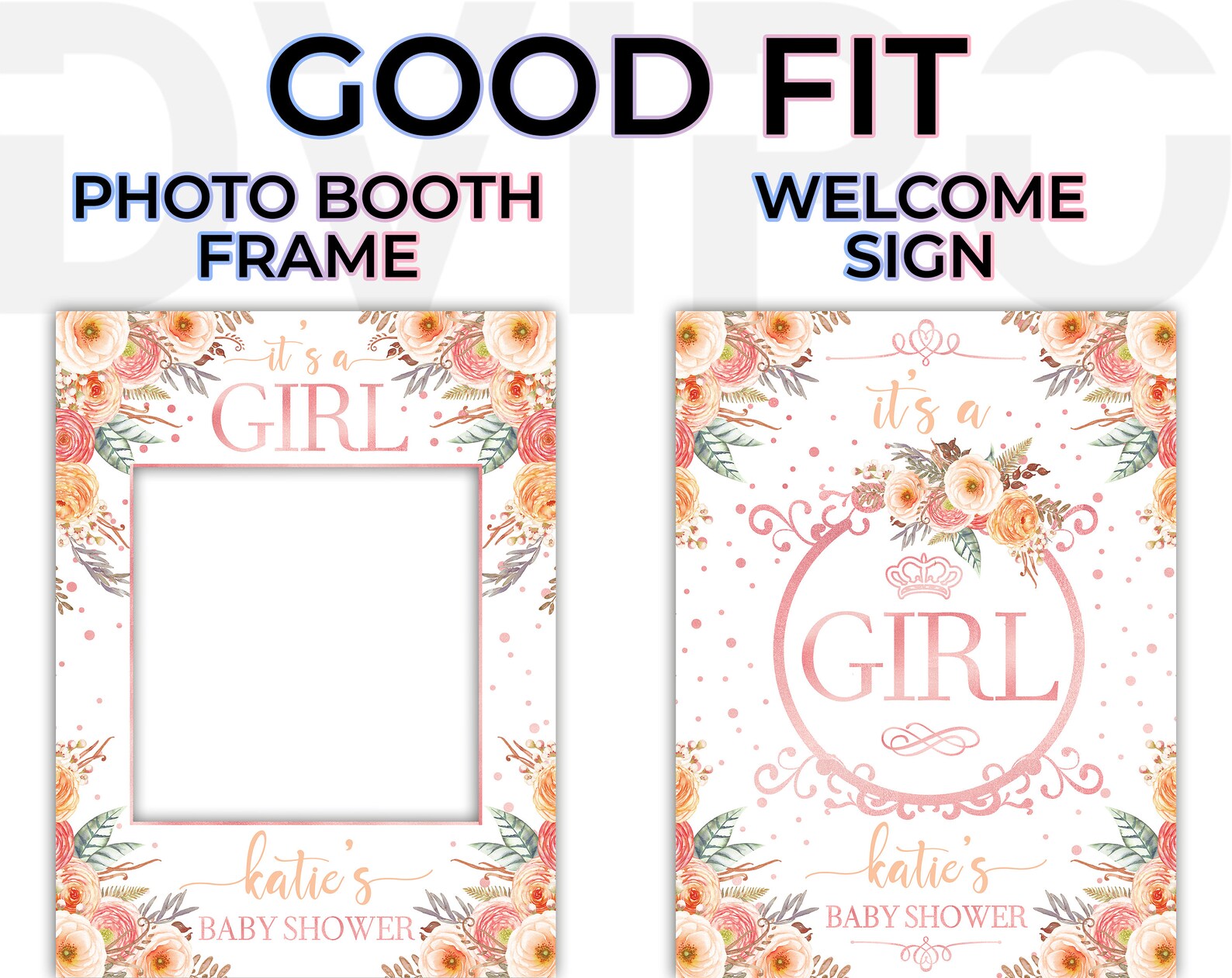 Baby Shower Photo Booth Frame Girl, It’s a Girl Prop, Floral Baby ...